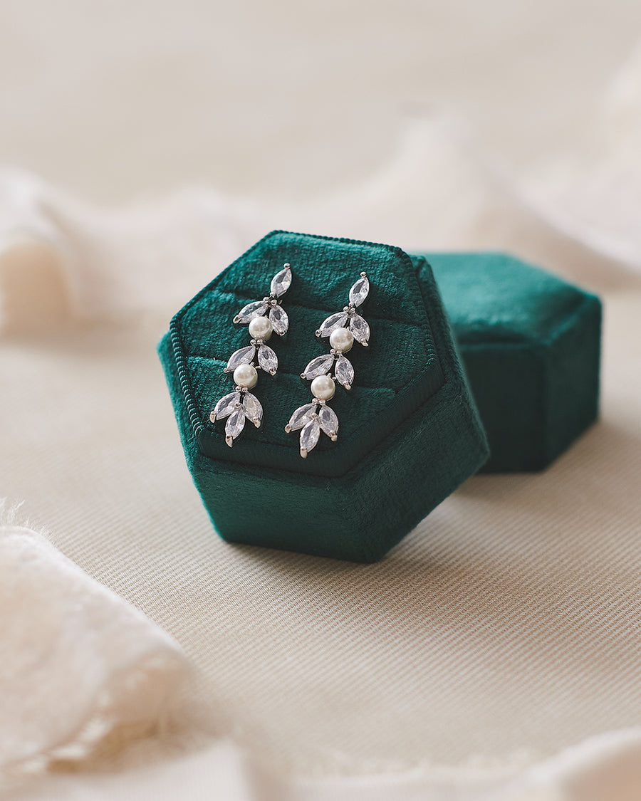 Sydney Pearl CZ Earrings – Bridal Pearl Earrings | Dareth Colburn