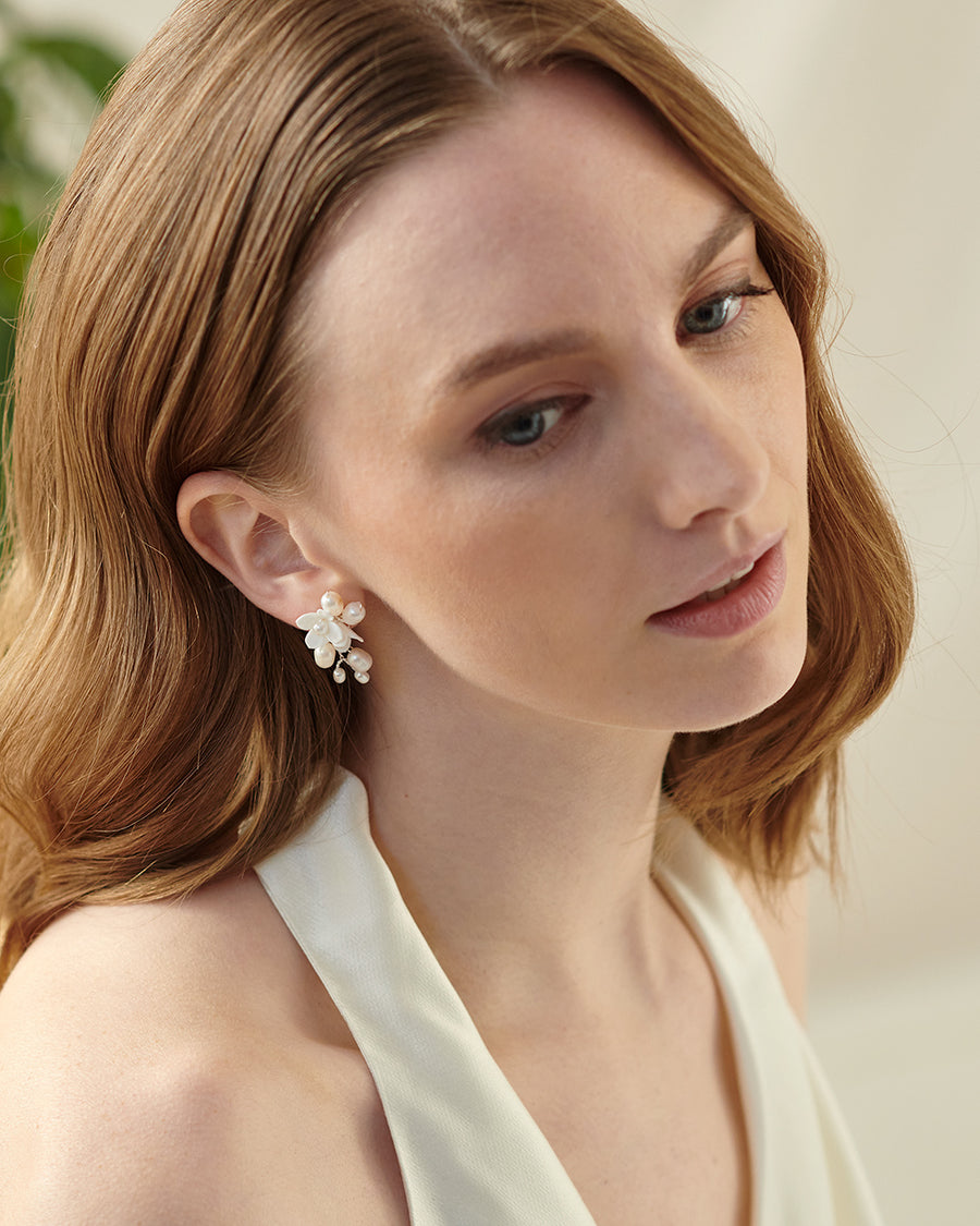 Taylor Petite Floral Earrings | Freshwater Pearl & Soft Florals ...