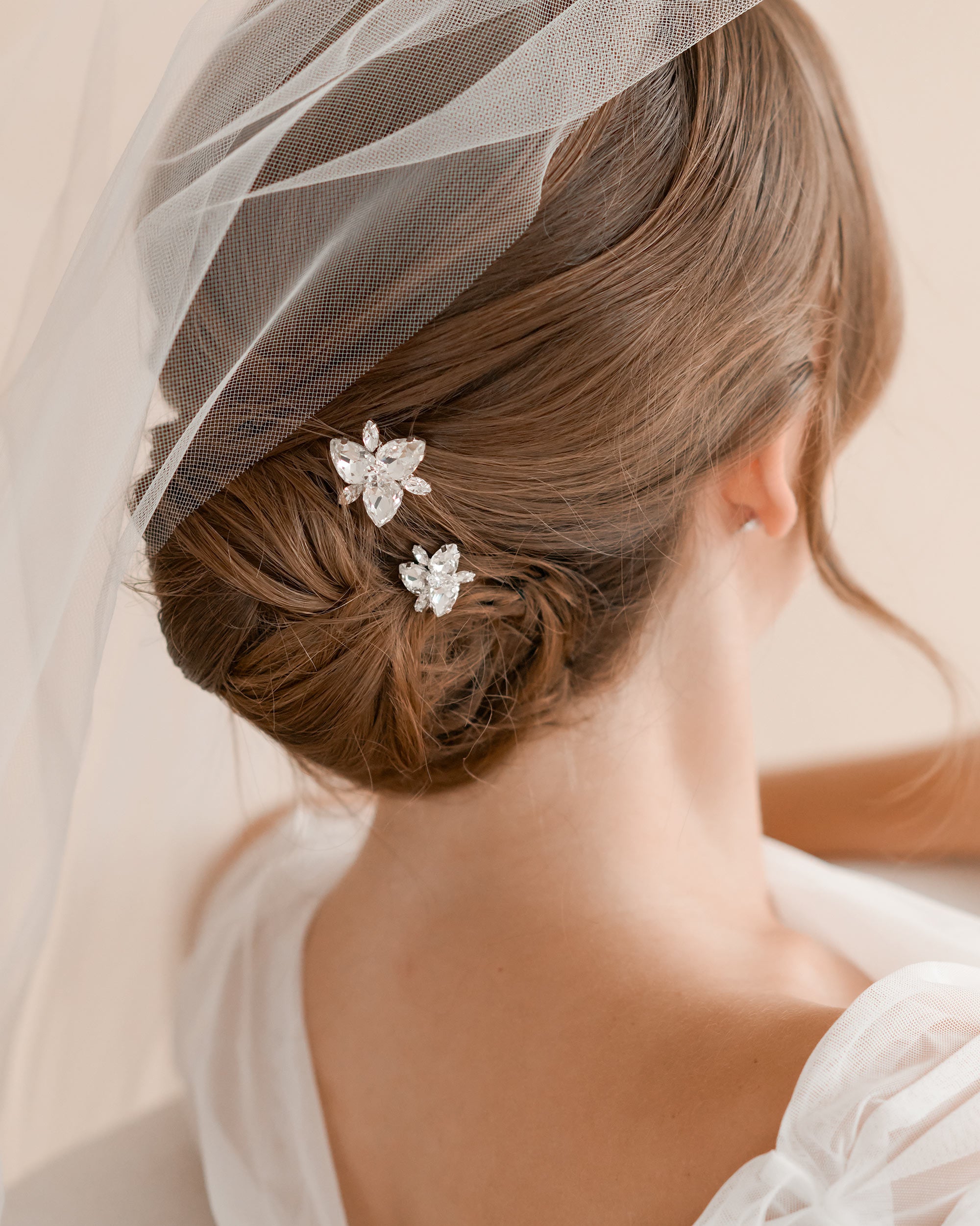 Polina Hair Pins | Crystal Flower Bridal Hair Pins | Dareth Colburn